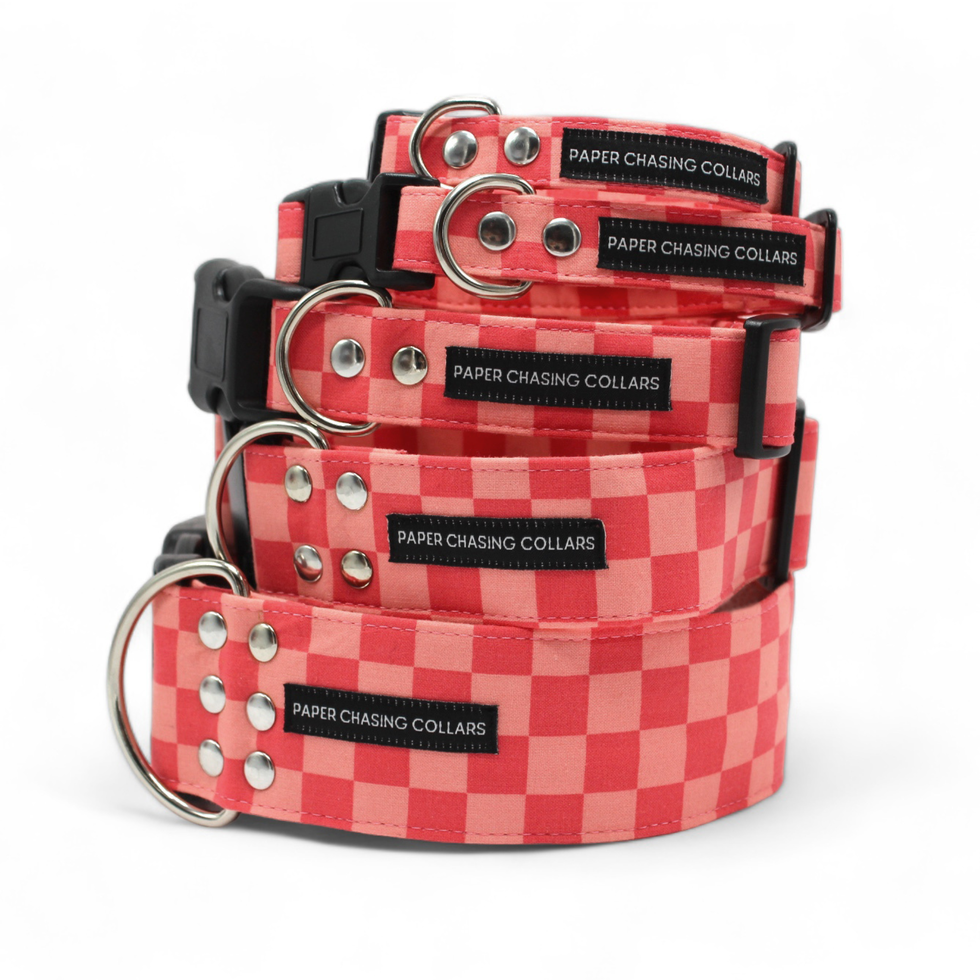 CORAL CHECKER DOG COLLAR – Paper Chasing Collars