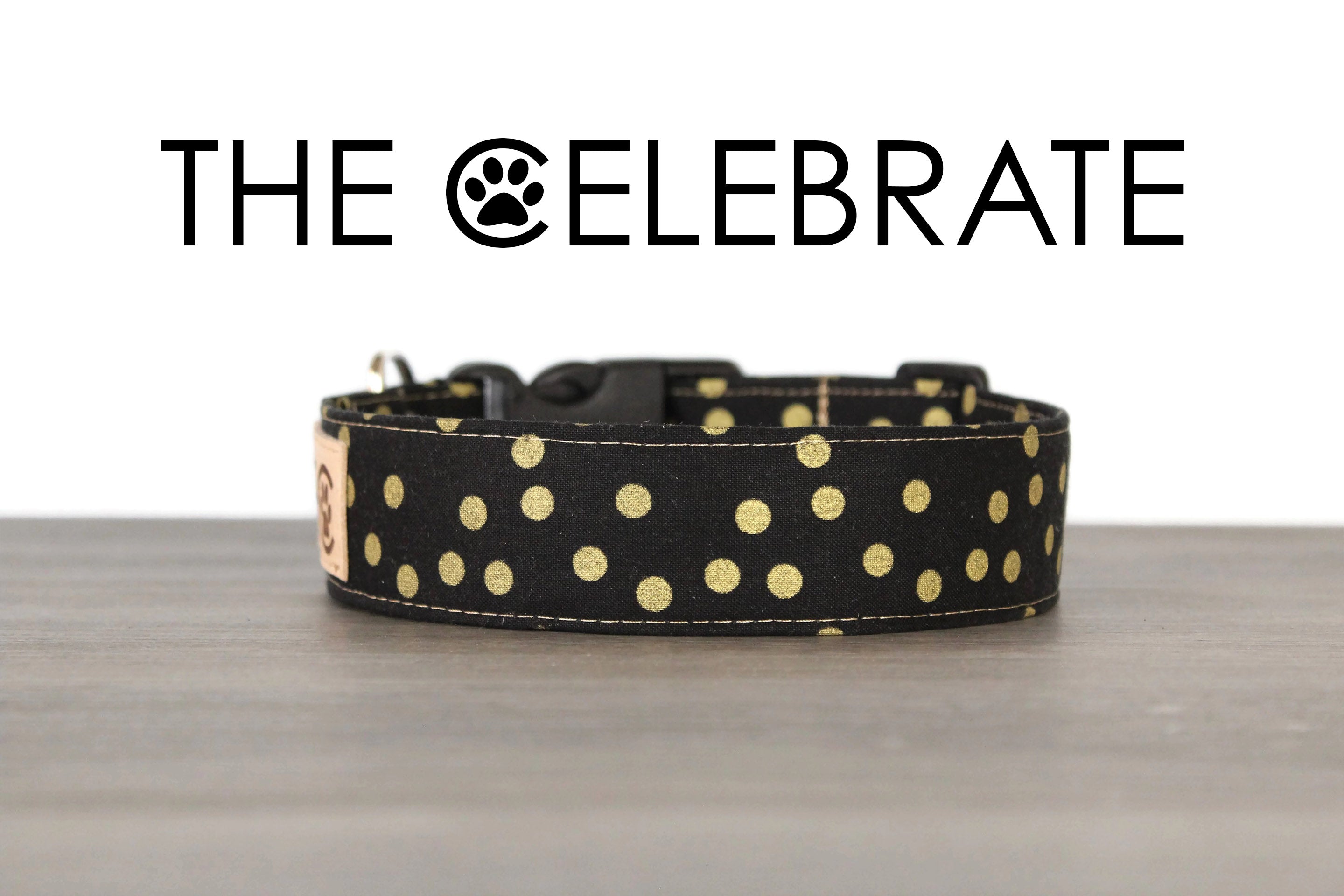 The Celebrate - Black with gold polka dot dog collar – Paper Chasing ...